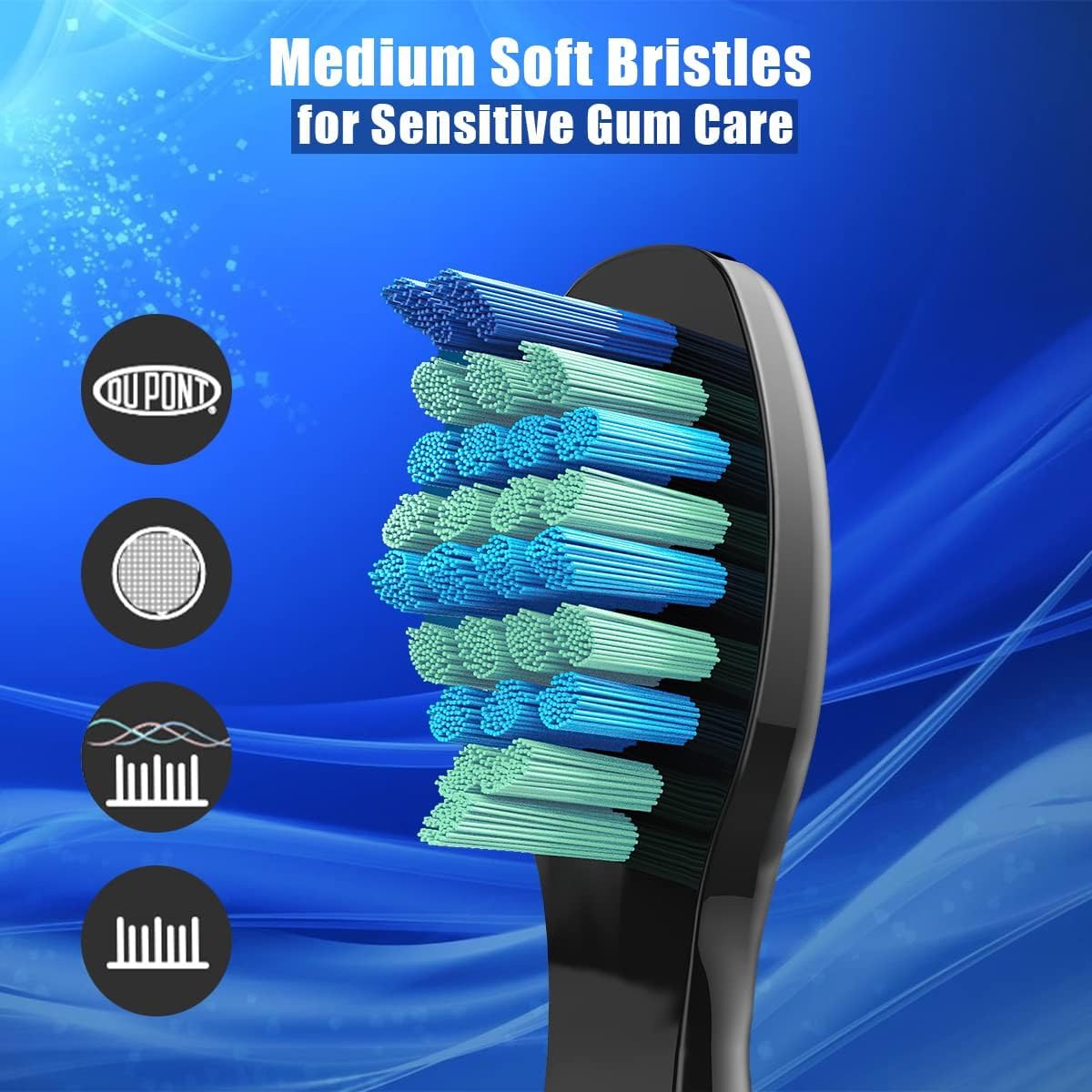 10 Pack Toothbrush Replacement Heads Compatible with Fairywill FW-507/508/515/551/917/959/2011, FW-D1/FW-D3/FW-D7/FW-D8, Most SG Series, HP126A, TB-5 Medium Soft Bristles Brush