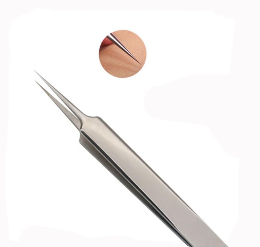 1Set(3PCS) Silver Professional Remove Blackheads Tweezers Set - Stainless Steel Straight/Slanted & Pointed Splinter/Bend Curved Blemish Extractor Tool for Acne Zit Cystic Blemish Whitehead Popping