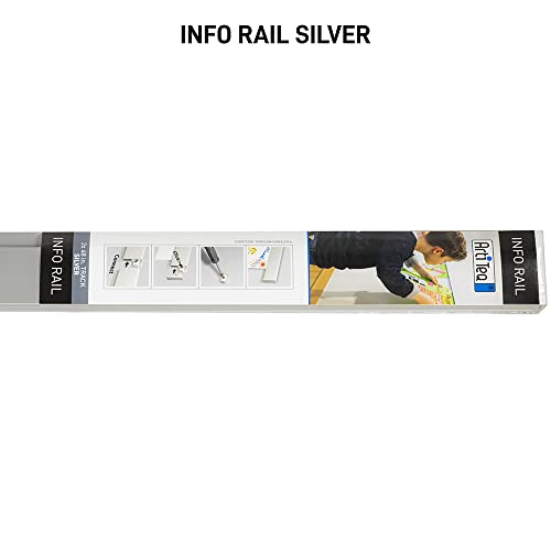 2x48-in. Art Display for Kids Artwork, Picture Rail in Silver for displaying Photos, Artworks, Posters, Notes, Documents at School, Home or Office - Ticket Holder for Restaurant, Wall Gallery