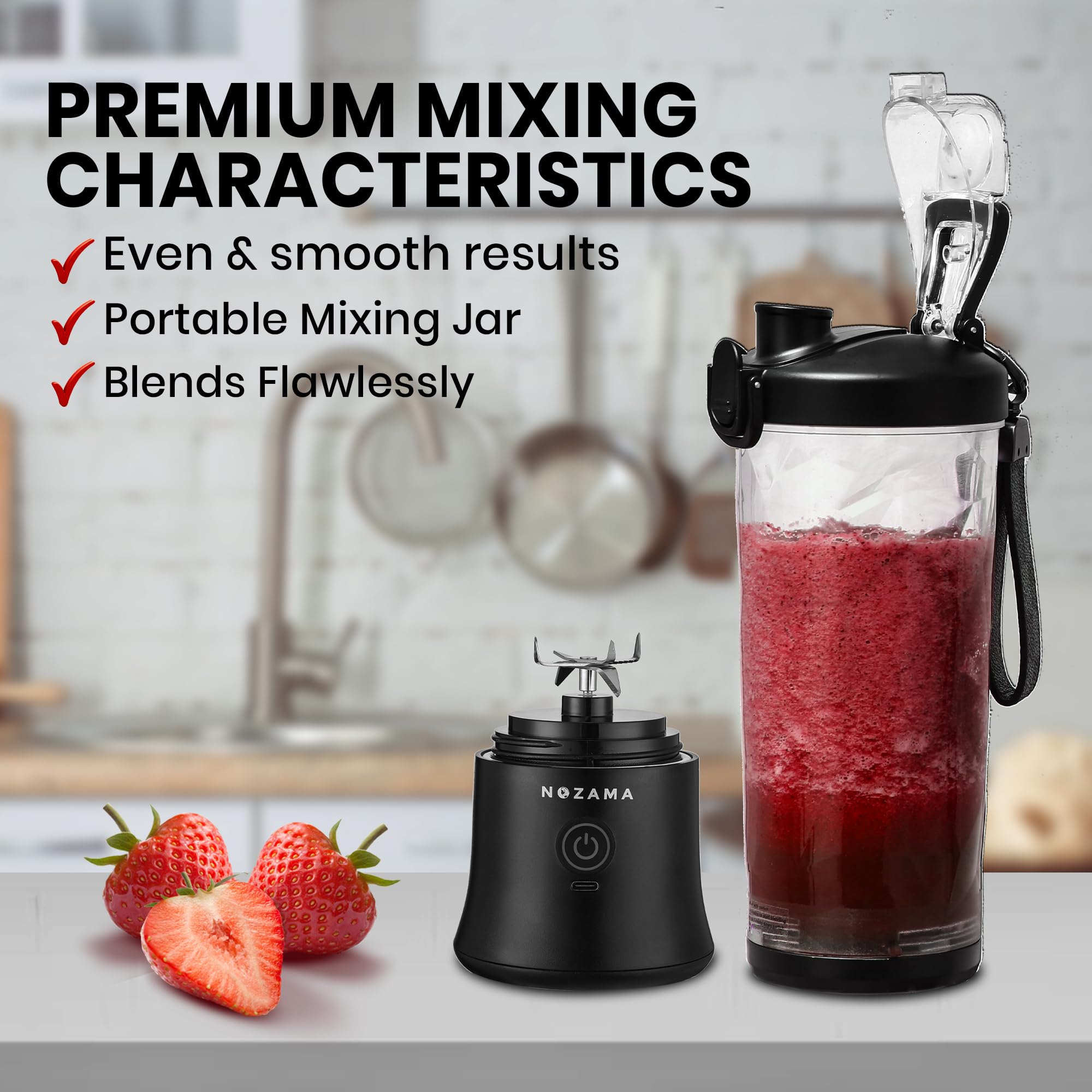 20 Oz Portable Blender, Personal Size Blender for Shakes and Smoothies, Mini Blender Cup with Rechargeable USB, Baby Food Blender, Smoothie, Juicer with 6 Blades for Home, Kitchen, Travel, Sports (Black)