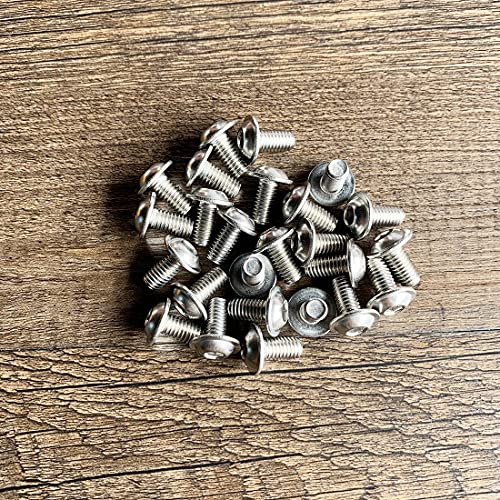 Adiyer 25pcs M6-1.0 x 12mm Flanged Button Head Socket Cap Screws, 304 Stainless Steel, Full Thread, Allen Socket Drive Bolts