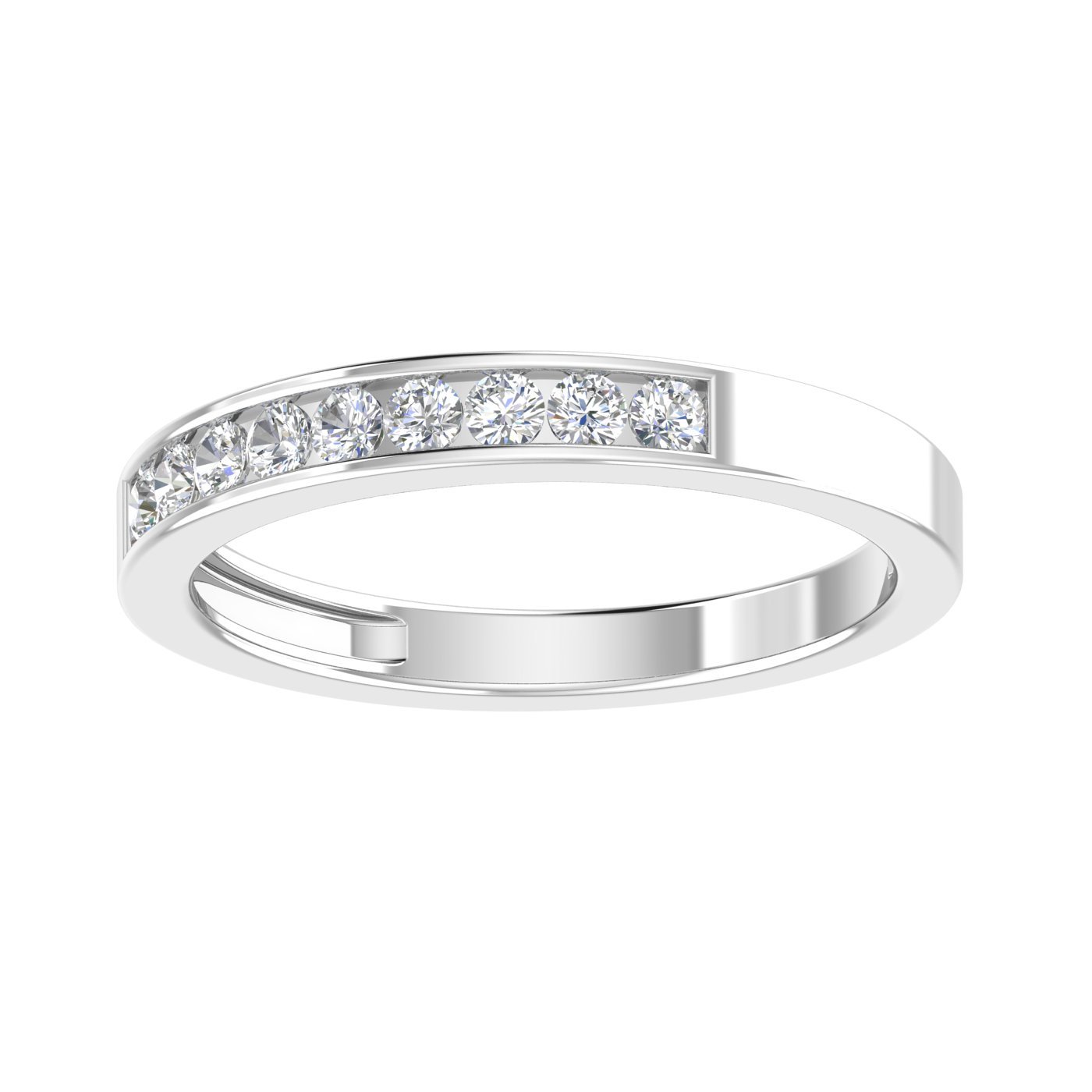 1/4ctw Diamond Channel Wedding Band in 10k White Gold (G-H, I2-I3, Size 6.5)