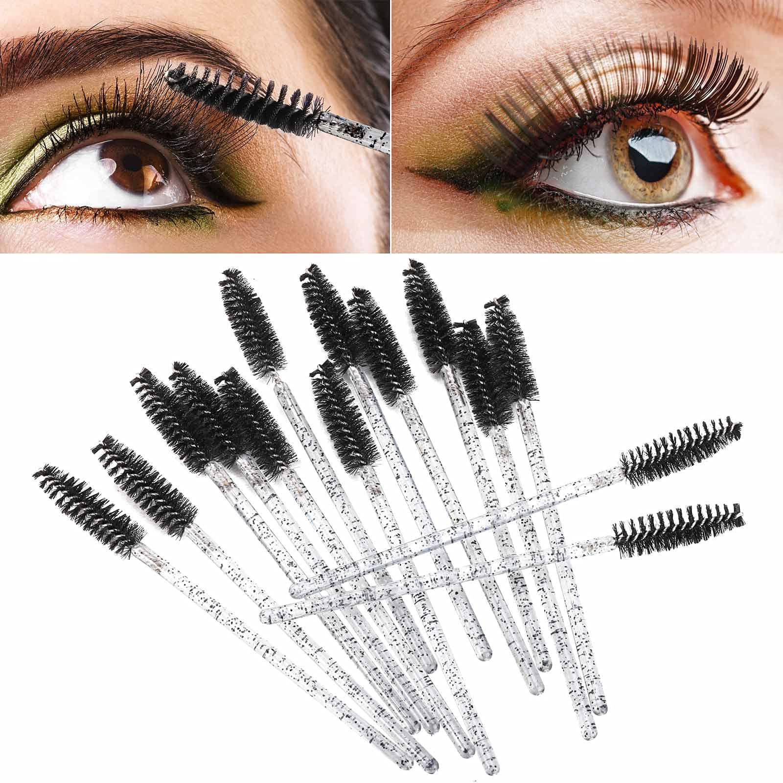 200 Mascara Wands Disposable Eyelash Brush Spoolies,Eye Lashes Eyebrow Extension Applicator Pink Black Tbestmax