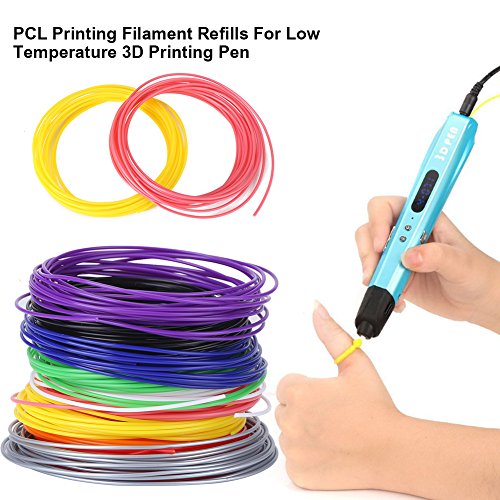 3D Printer Filaments,10 Colors 1.75MM PCL Pen Filament Refills for Printer Printing Pen Low Temperature