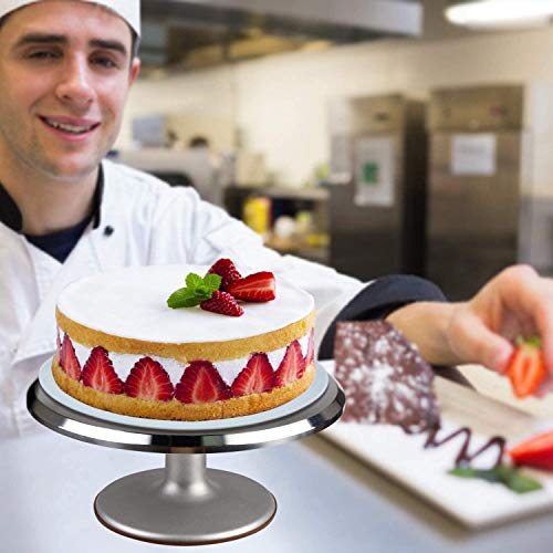 12’’ Cake Decorating Turntable for Cakes and Desserts,Aluminum Alloy Construction with 2 Angled Icing Spatulas and 3 Comb Icing Smoother