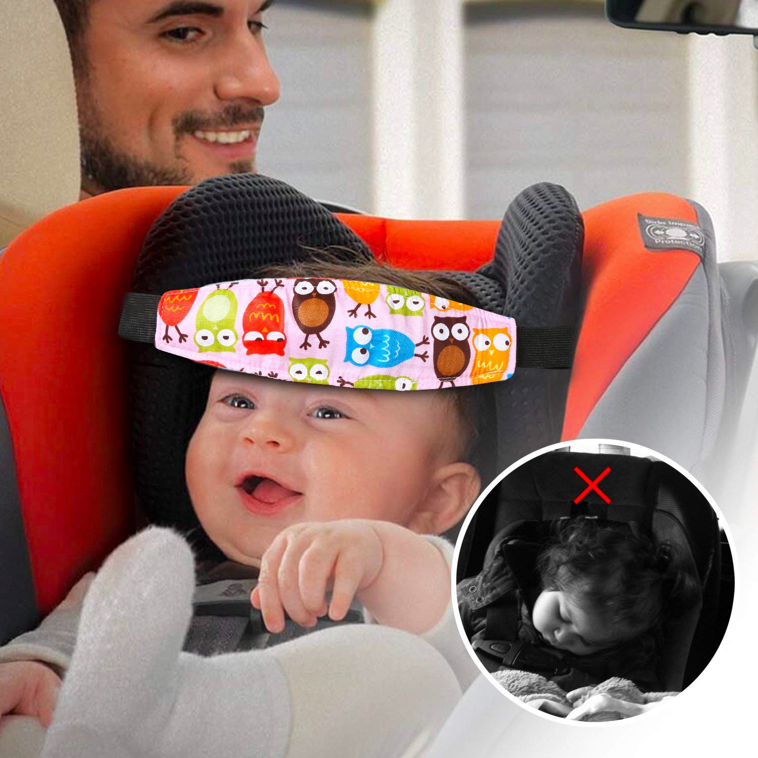 2 Packs Toddler Car Seat Neck Relief and Head Support, Pillow Support Head Band Easy Installation On Most Convertible Seats and Safety to Babies and Kids(Pink)