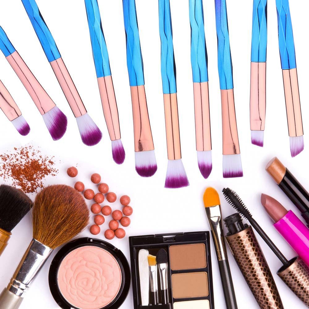 10Pcs Eye Shadow Brush Set Unicorn Eye Makeup Brushes for Shading or Blending of Eyeshadow Powder Eyebrow Highlighter Concealer Cosmetics Brush Tool