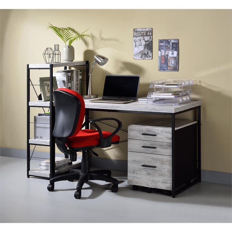 Acme Furniture Jurgen Bookshelf, Antique White-Ash & Black