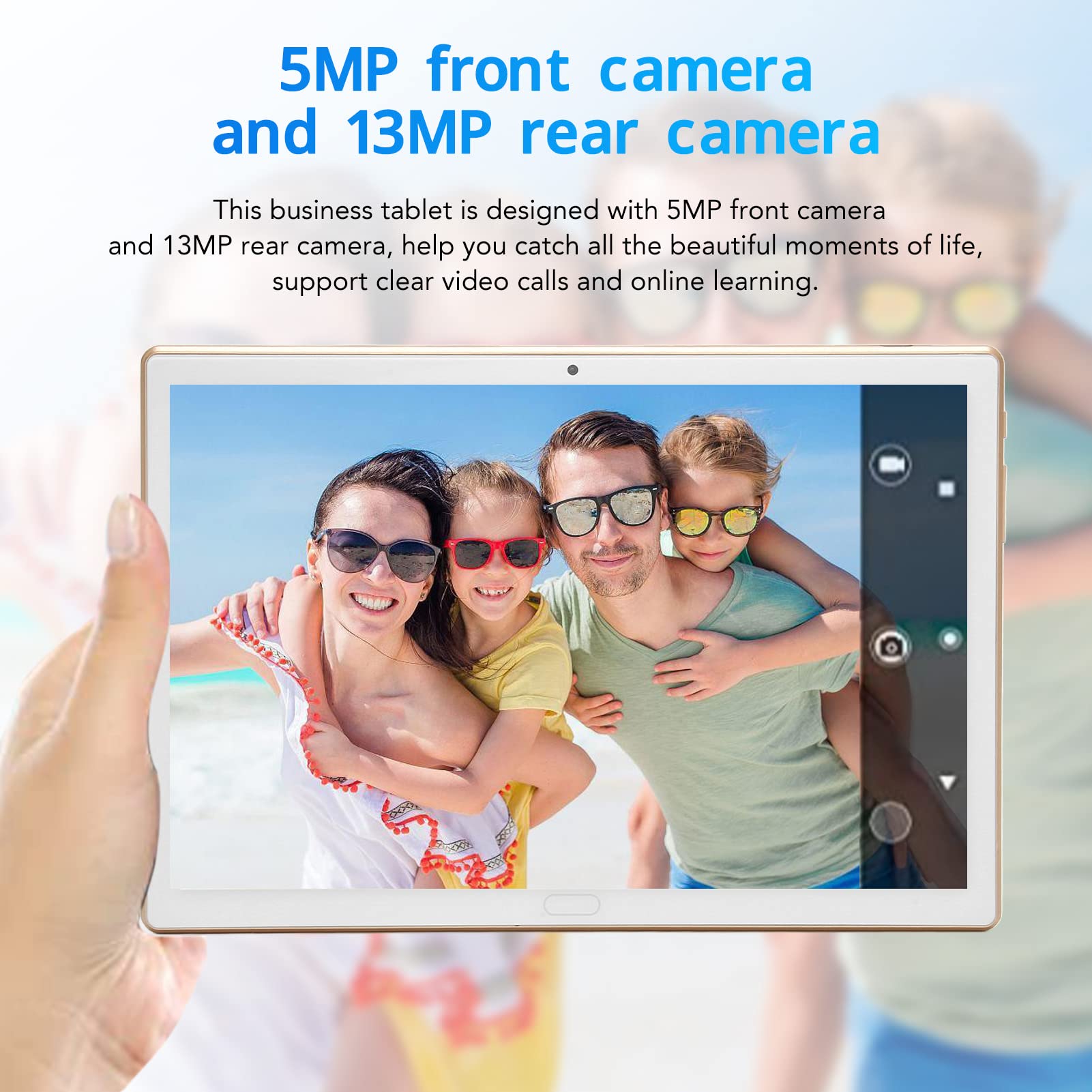 10.1 Inch Tablet, Android 11 2.4/5G WiFi Tablet PC, 8+128GB, MTK6580 Octa CPU, 1920x1200 IPS Screen, for Entertainment (Gold)