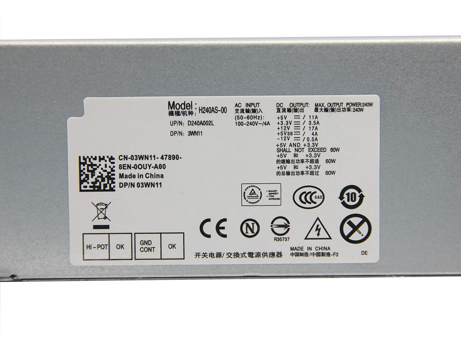 240W Watt Desktop Power Supply Unit PSU for Dell Optiplex 390 790 990 960 7010 9010 3010 Small Form Factor System SFF H240AS-00 H240AS-01 D240ES-00 DPS-240WB AC240AS-00 H240ES-00 L240AS-00 AC240ES-00