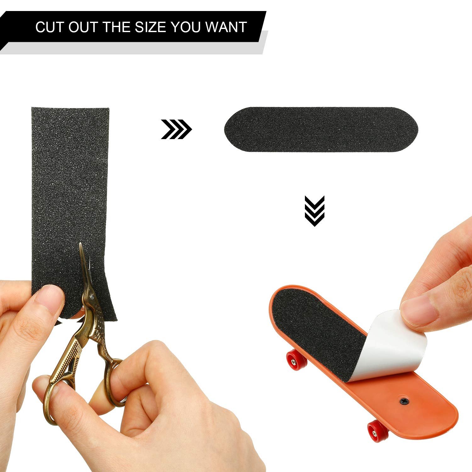 10 Packs Fingerboard Grip Tape 35 x 110 mm Chape Finger Skateboard Tape Wooden Fingerboard Grip Tape
