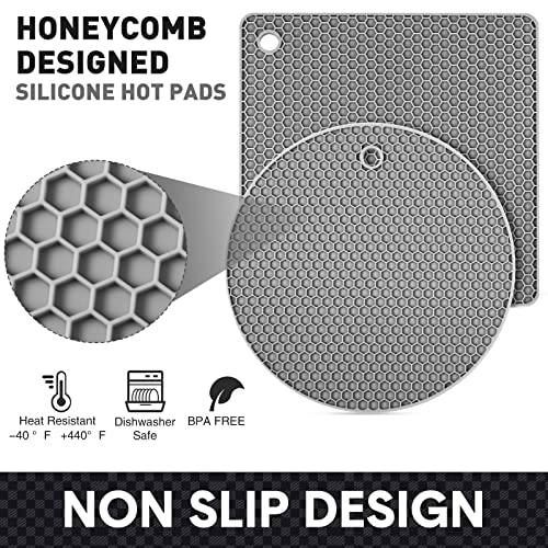 12 Pack Silicone Trivet Mats Hot Pads with Silicone Oven Mitts Non Slip Silicone Pot Holders Heat Resistant Trivet Pads Silicone Cooking for Kitchen Counter Table Placemats