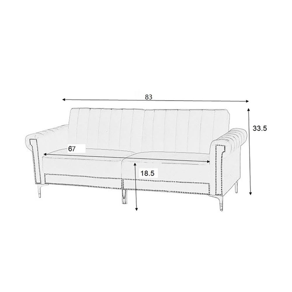 Legend Vansen 82.7" Convertible Modern Wood & Velvet Fabric Sofa Bed in Blue
