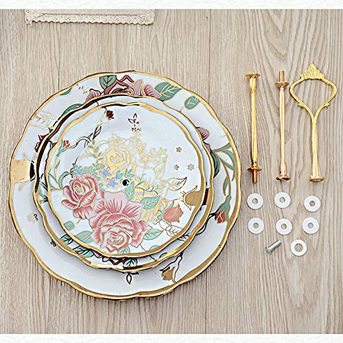 3-Layer Ceramic Cake Stand Dessert Plate Cupcake Fruit Candy Display Tower, Flower Dessert Stand, Children's Birthday Tea Party Baby Shower Serving Tray Small