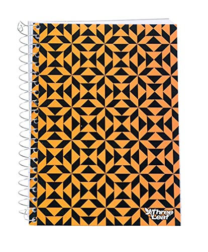 3-Pack - Random Designs - 7" x 5" Spiral Bound Notebook, 120 Sheets per Notebook, College Ruled, Perforated for Easy Tear Outs (3-Pack, Random Designs)