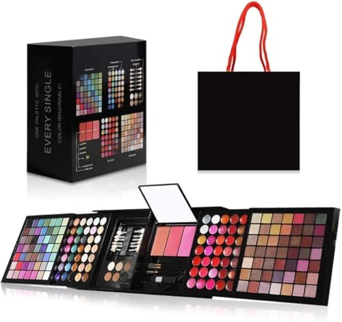 177 Color Hotrose Full Pink Eyeshadow Palette Blush Lip Gloss Concealer Kit Beauty Makeup Set,All-in-One Makeup Kit with Mirror, Applicators