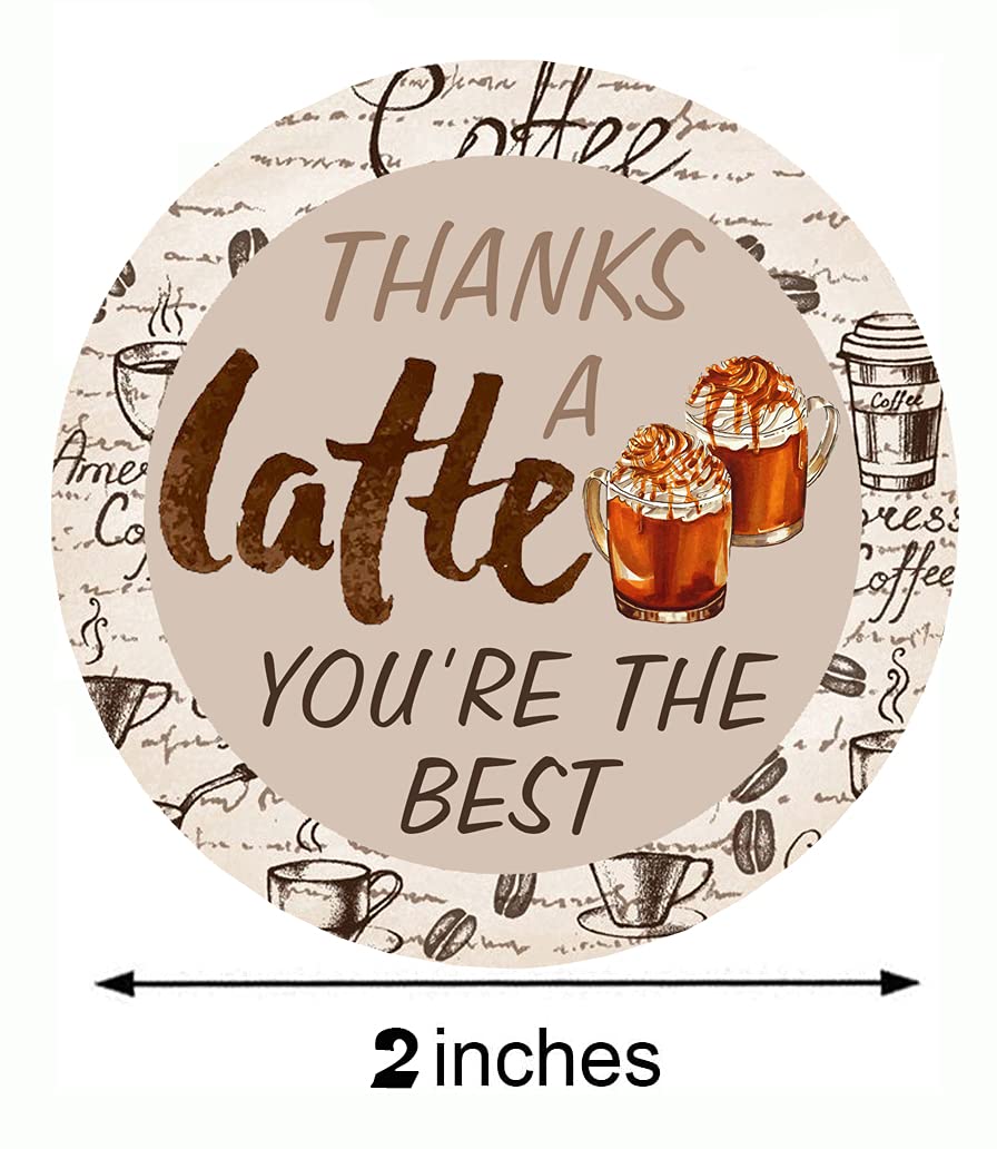 2 inch Thanks A Latte Appreciation Thank You Stickers Coffee Holiday Themed Sticker Labels for Party Favors,Small Business,Packaging Seals 500pcs