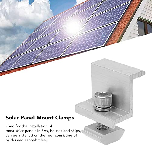 10PCS Solar End Clamp Solar Panel Mounting Z Brackets Aluminum Alloy Pressing Block PV Panel Rail End Grounding Clamps for RVs Trailers Boats Yachts Wall (40mm)