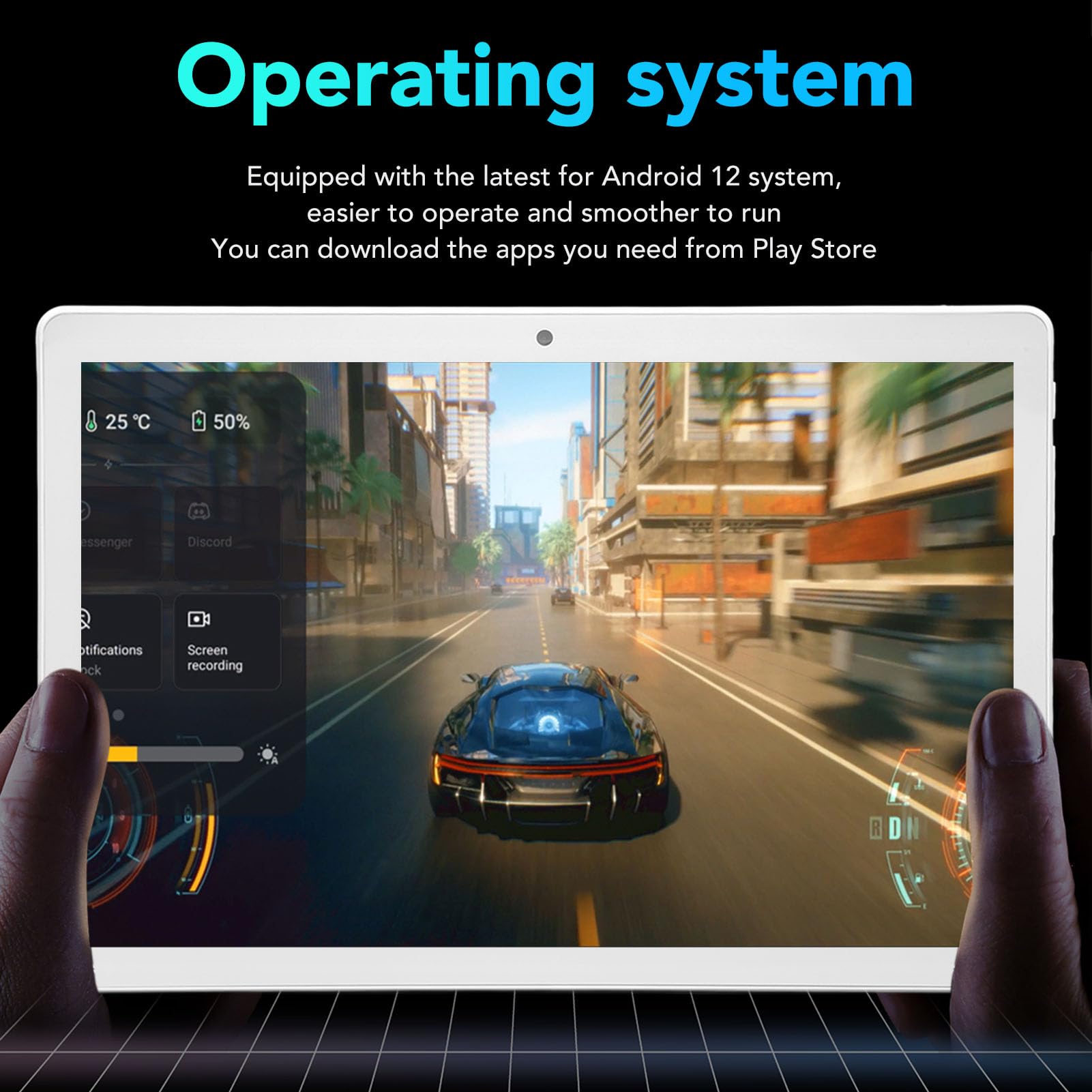 10.1 Inch Tablet, 4G Call 5G WiFi 12GB RAM 256GB ROM Tablet PC, 1920x1200 IPS 8MP 20MP Cameras Tablet for Business, Office, Family, School (US Plug)