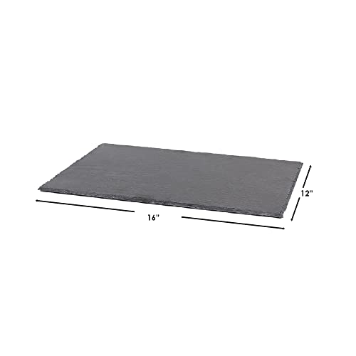12" x 16" Slate Charcuterie Board (Black), By Home Basics/Non-Slip Cutting Board/Board For Meats, Cheeses, and Veggies/With Chalk Included