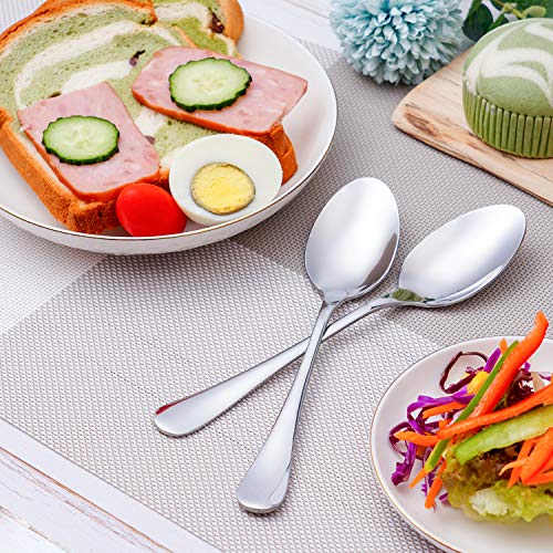 12 Pcs Dinner Spoon Set,Premium Food Grade Stainless Steel Spoons,Durable Metal Spoons,Tablespoon,Spoons Silverware Only,Mirror Finish & Dishwasher Safe,Use for Home,Kitchen and Restaurant - 7.3 inch