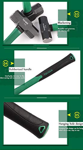 3-Pound heavy duty hammer/Strike Drilling/Crack Hammer, octagonal hammer with fiber shockproof handle,3-Pound Sledge with Fiberglass Handle & No-Slip Cushion Grip
