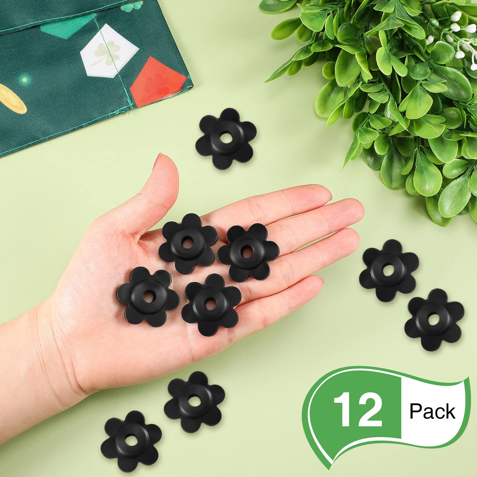 12 Pcs Garden Flag Rubber Stoppers Christmas Yard Flag Stands Black Flower Shape Flag Pole Stopper for Lawn Flags Stands Holder for Indoor and Outdoor Flag Pole Stand