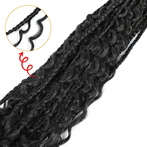 Ayana Crochet Box Braids Curly Ends 120 Strands 22Inch Goddess Box Braids Crochet Hair Bohomian Crochet Braids Box Braids 3X Boho Box Braids Synthetic Crochet Braids Hair Extensions (6pack, 1B)