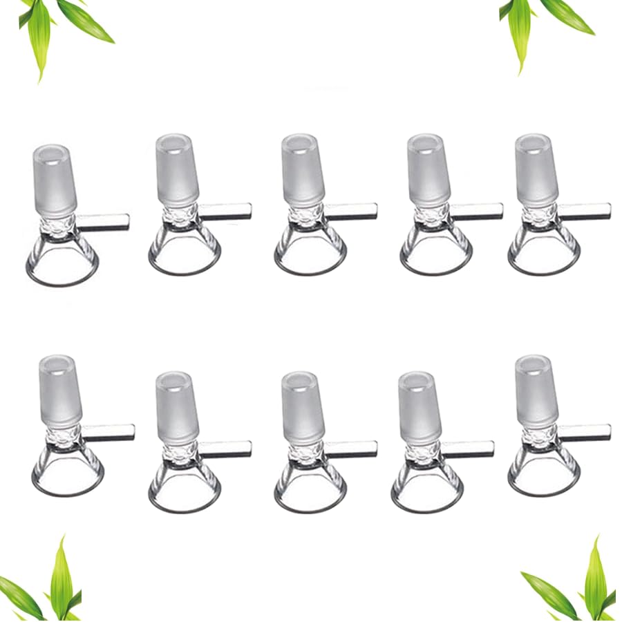 10 Pcs Mini Glass Bowls, 14mm Small Glass Funnel with Handle,Kitchen Funnels for Filling Bottles