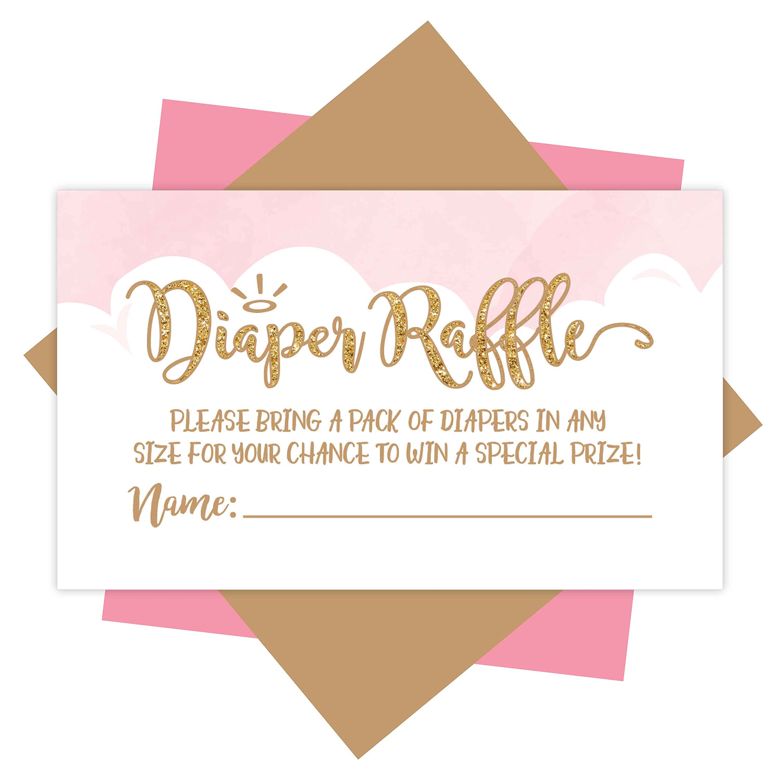 25 Baby Shower Diaper Raffle Tickets For Baby Shower Girl - Heaven Sent Baby Shower Games For Girls, Diaper Raffle Cards, Baby Raffle Tickets, Baby Shower Invitation Inserts, Baby Shower Ideas