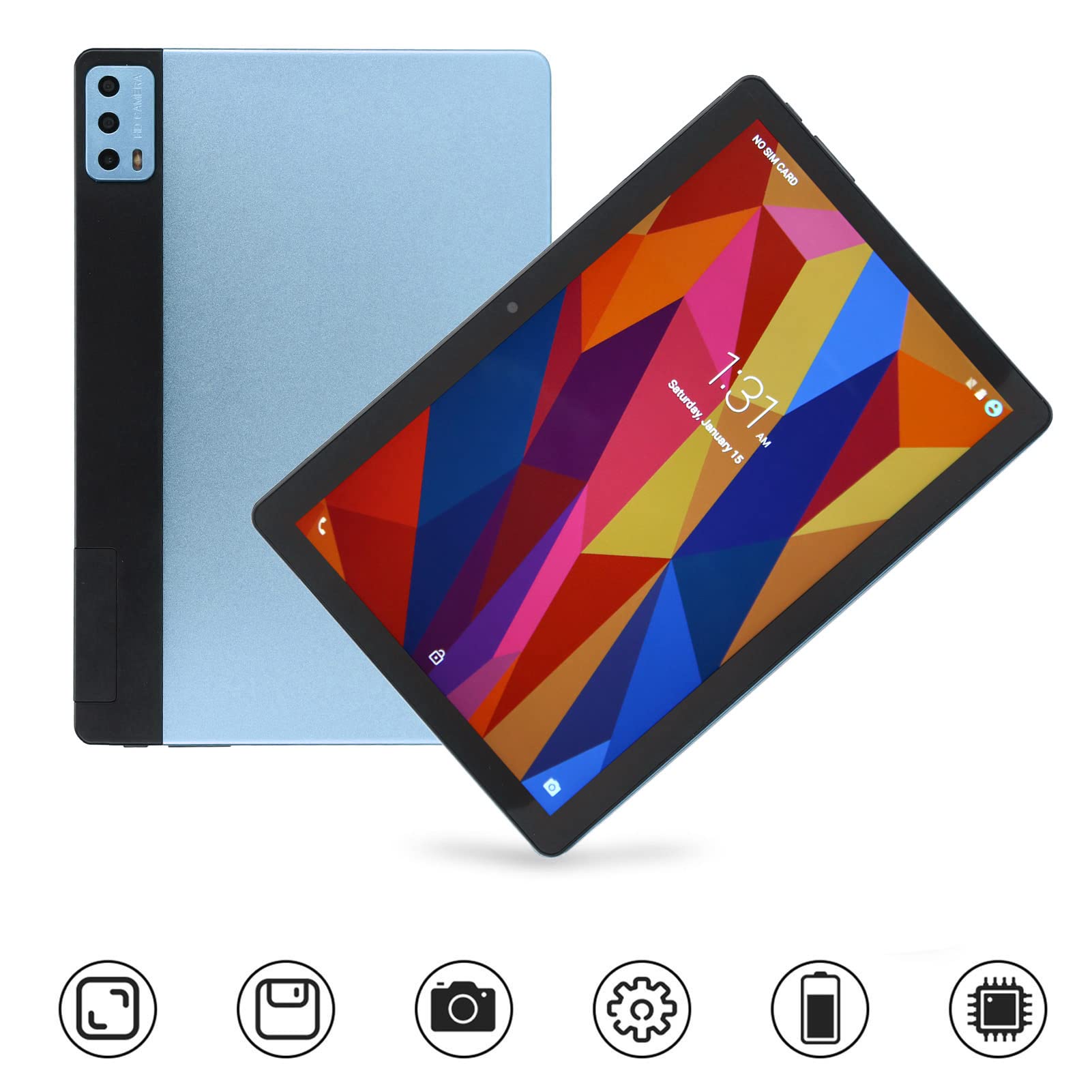 10.1 Inch Tablet, 5800mAh Rechargeable Blue 100-240V, 8GB RAM 256GB ROM, HD Tablet for Gaming (US Plug)