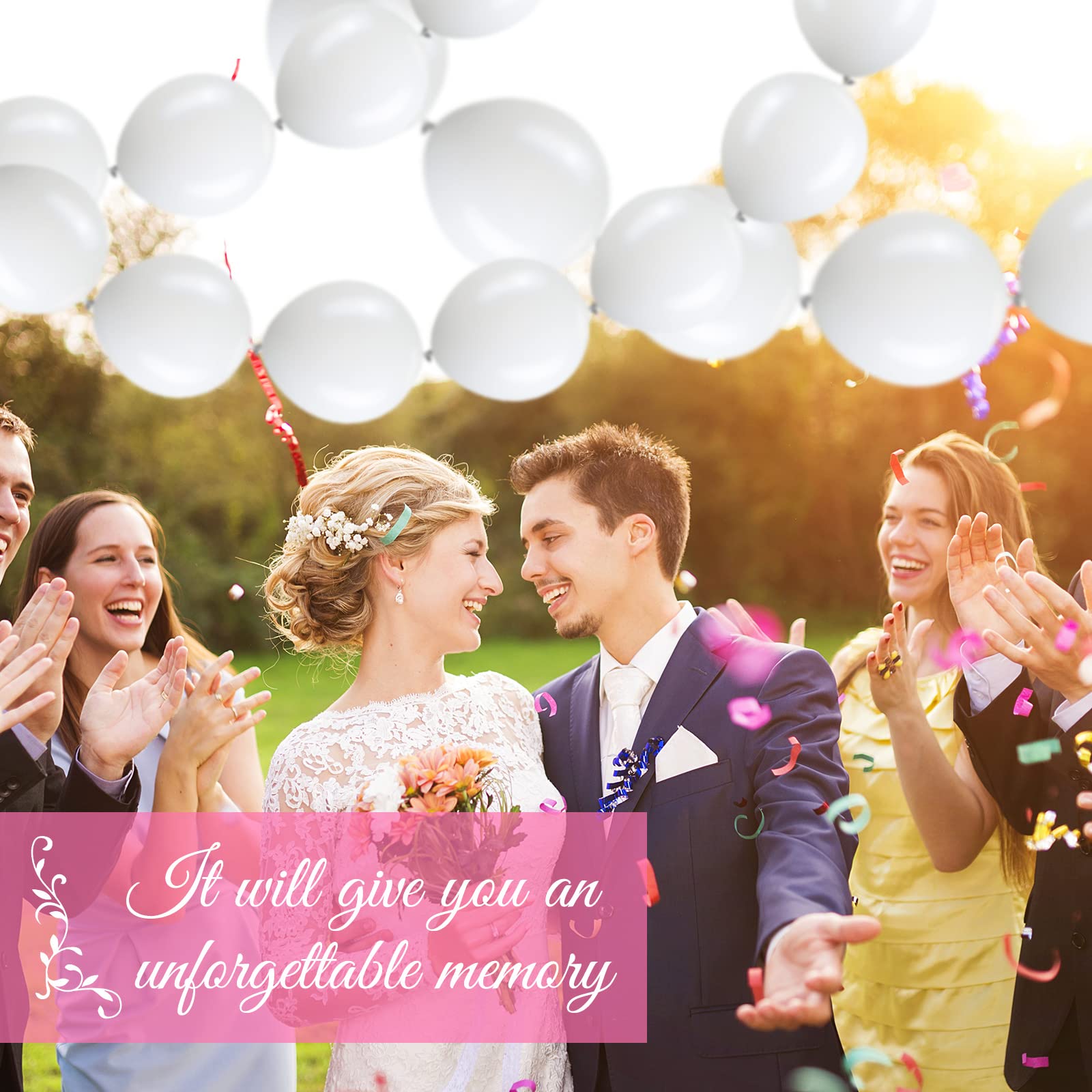 100 Pcs Link Balloon Linking Balloon Latex Linkable Balloons Connected Wedding Party Decoration (White, 10 Inch)