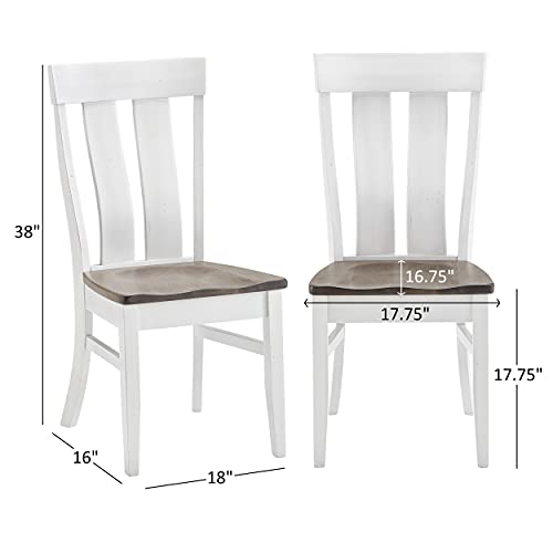 5 Piece Solid Maple Wood Dining Room Set | Full Kitchen Table Set with Table and 4 Chairs | 38β x 48β Brown and White Rectangle Table with Eased Edge and Distressing | Handmade in USA