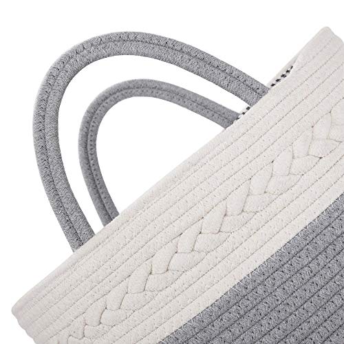 3 LITTLE GIGGLES Baby Diapers Organizer with Removable Storage Divider - Rope Cotton Design, Grey, 15 x 10β - Toy Caddy for Babies