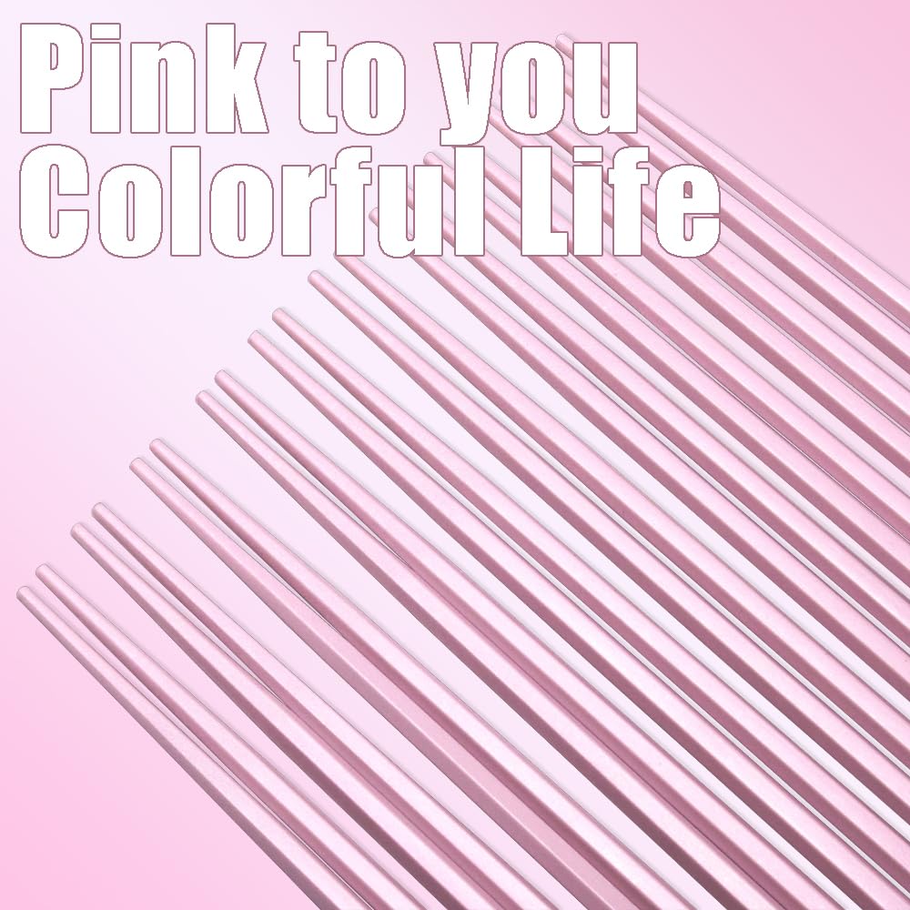10 Pairs Fiberglass Chopsticks Reusable,Cute Reusable Chopsticks,9 Inch(Pink Chop sticks reusable dishwasher safe)