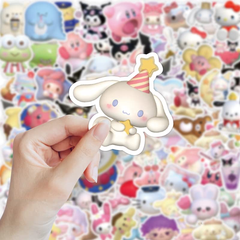 120Pcs 3D Kawaii Stickers Pack,Cartoon Keroppi Cinnamoroll Kitty,Waterproof Sticker for Laptop,Anime Vinyl Decals for Water Bottle,Skateboard,Hydroflasks,Cute Gifts for Friends Girls Kids