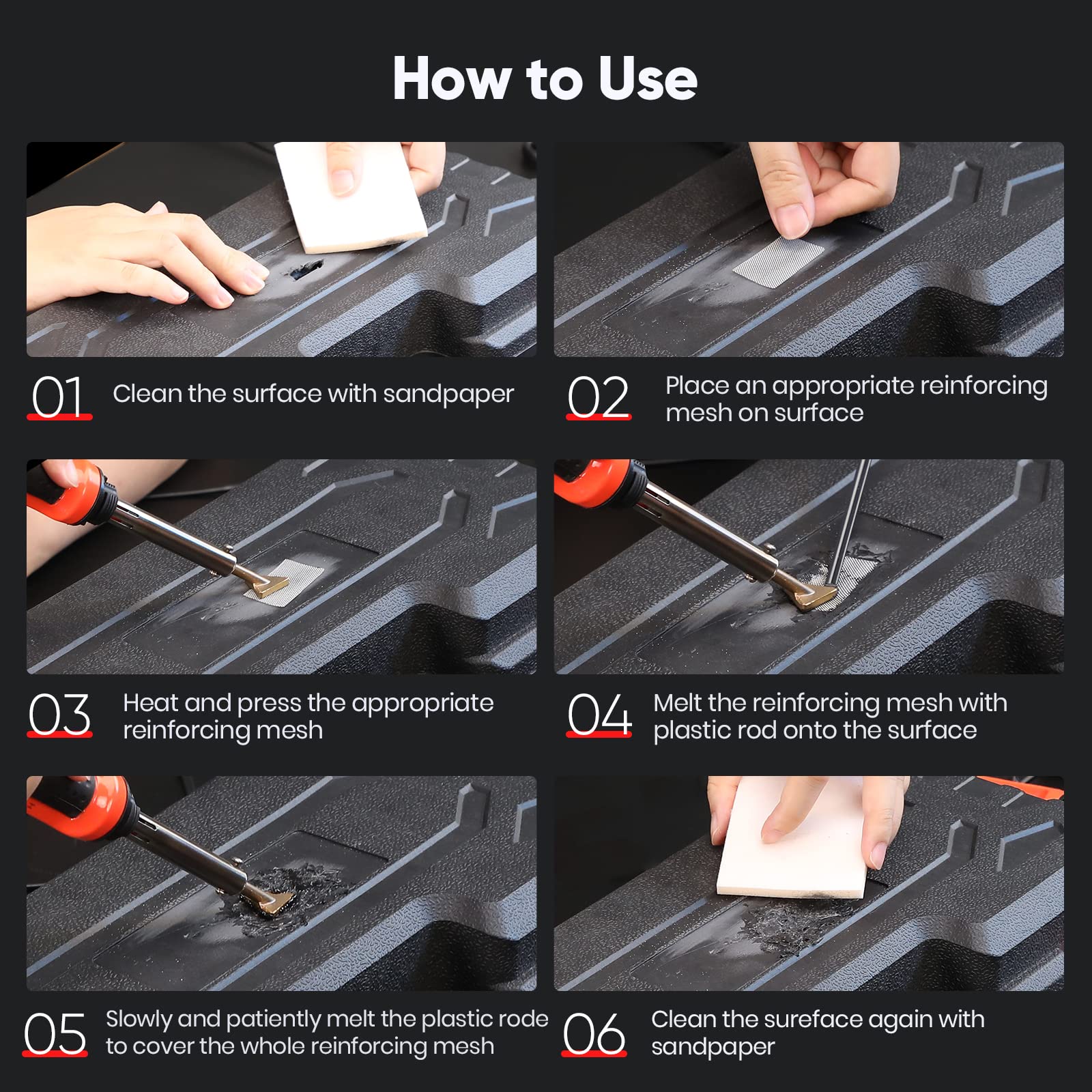 100W Plastic Welding Kit with Soldering Iron Tips, Fast Heating 2-in-1 Plastic Welder & Soldering Iron Gun, Temperature Control with Indicator for DIY, Car Bumper, Dashboard, Kayak, Canoe Repair Tool