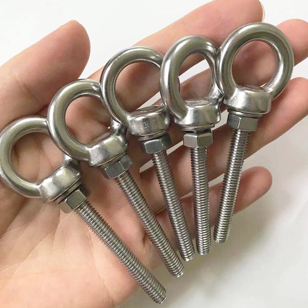 AIVOOF Stainless Steel Eye Bolts, M6 Shoulder Eye Bolt 2" Heavy Duty EyeBolts Screws in Eye Hooks with Washer and Nuts for Lifting Ring Eyebolt Thread Length 50mm