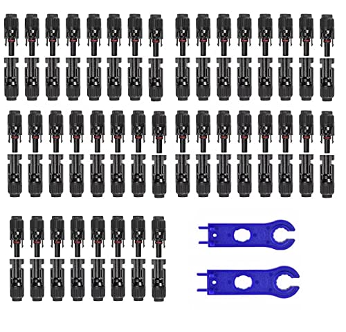 100PCS Solar Panel Connector IP67 Waterproof Connector Male/Female 50Pairs with 2 Spanners