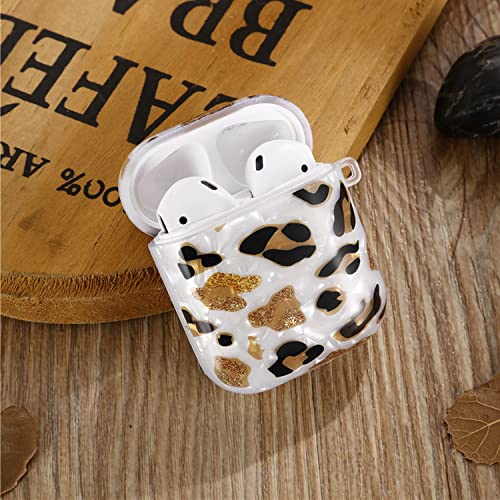 2019 Newest AirPods Case,J.west Luxury Sparkle Bling Leopard Print Cheetah Pattern Translucent Soft TPU Case Cover for Girls Women Shockproof Cover Accessories Kit for AirPods 1st/2nd Charging Case