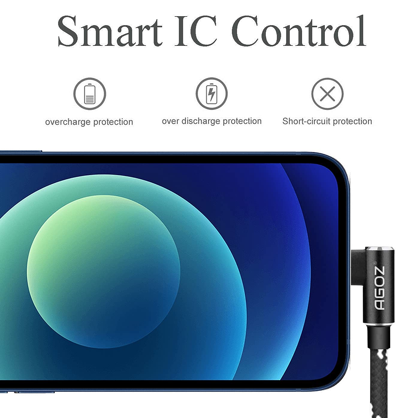 AGOZ 6 Inch MFI Certified Lightning to USB C Cable, 90° Right Angle Fast Charger Cord Compatible with iPhone 14, 13 Pro Max, 12, 11 Pro Max, Xs XR X 8