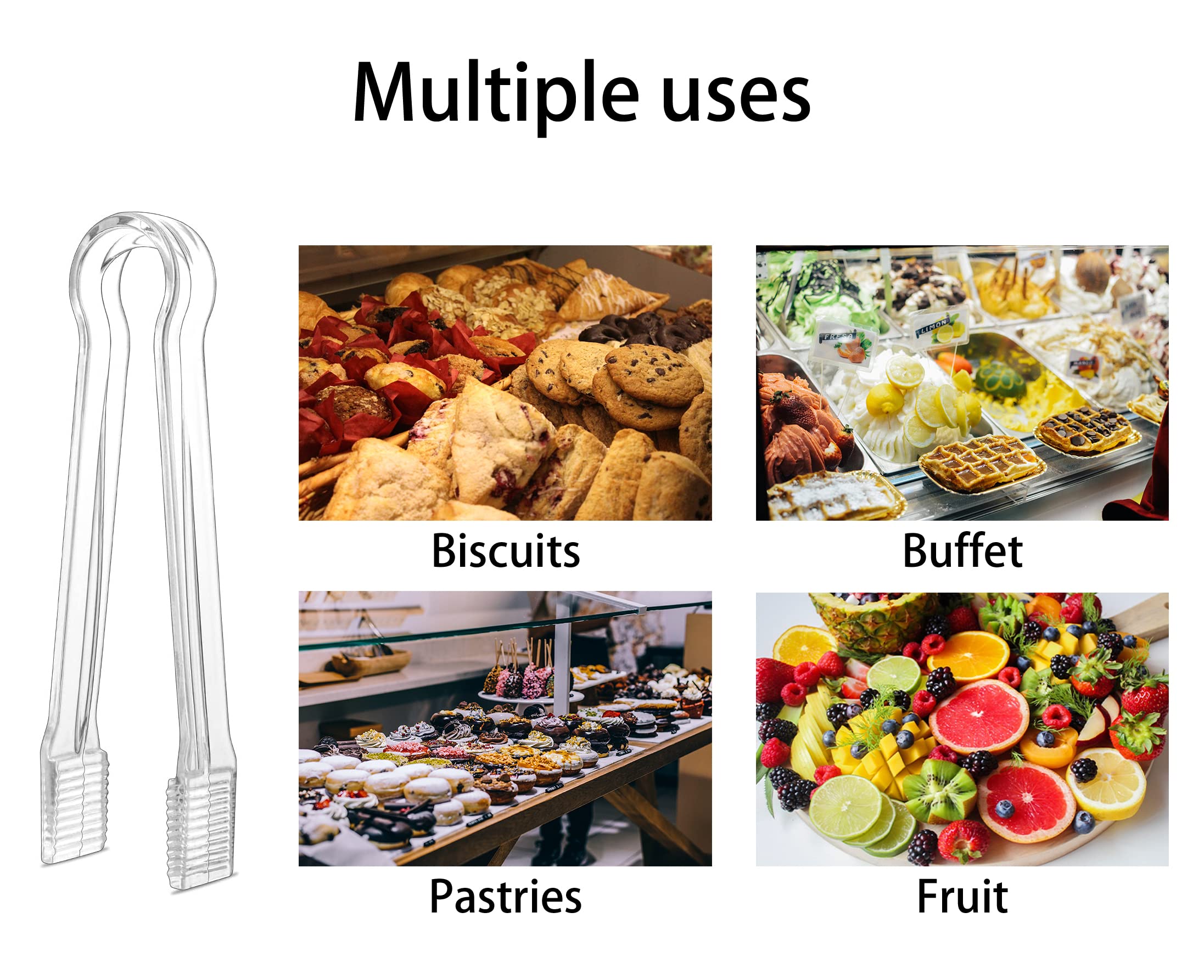 10 Pcs Plastic Serving Tongs, 6.3 Inch Mini Clear Plastic Tongs for Appetizers, Serving Food, Ice Cube, Tea, BBQ, Candy