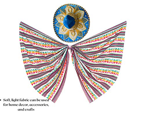 2 Yards Mexican Fabric, White Fabric by The Yard, Mexican Embroidered, Fiesta Decoration, Cinco de Mayo, Tela Mexicana.