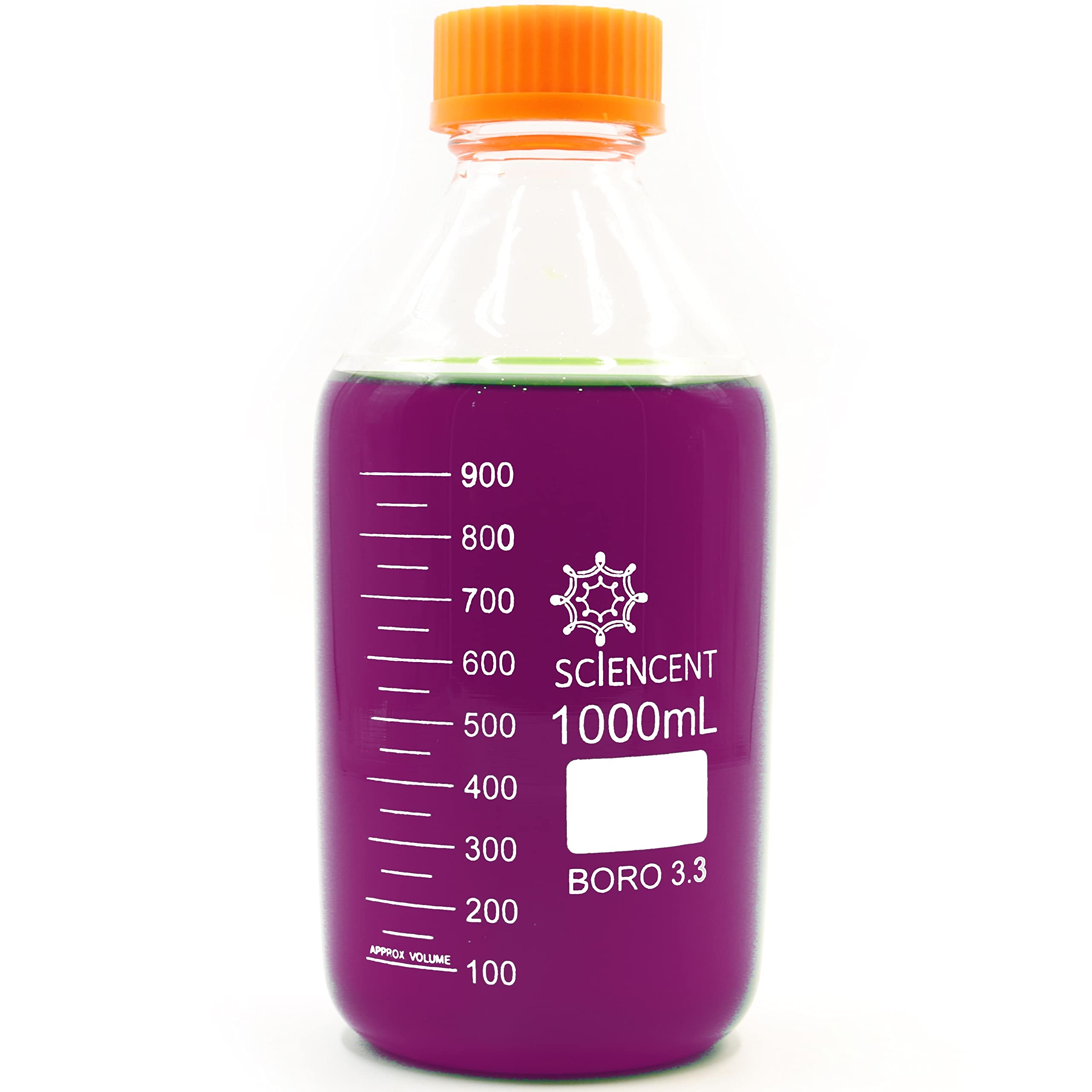 1000ml Leak Proof Media Bottle Super Thick Graduated with GL45 Screw Cap Durable 1 liter glass bottle
