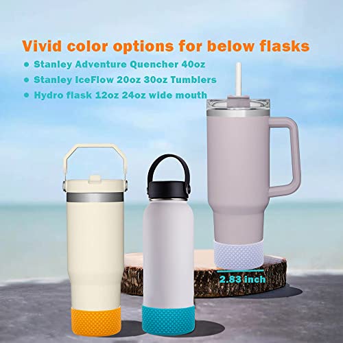 2 Pcs Tumbler Bottom Protector Boot for Stanley Quencher Adventure 40oz & Stanley IceFlow 20oz 30oz and Compatible with Hydro Flask Wide Mouth 12oz 21oz 24oz Stealth Landing (Diomond White/purple)