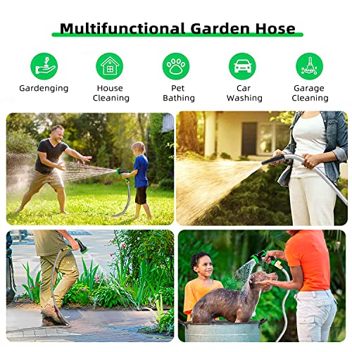 200 ft Garden Hose -Metal Water hose with Nozzle &10 Function Sprayer,Flexible, Heavy Duty,No Kink& Tangle, Lightweight, 304 Stainless Steel Car Washing Hoses Pipe for Outdoor,Yard
