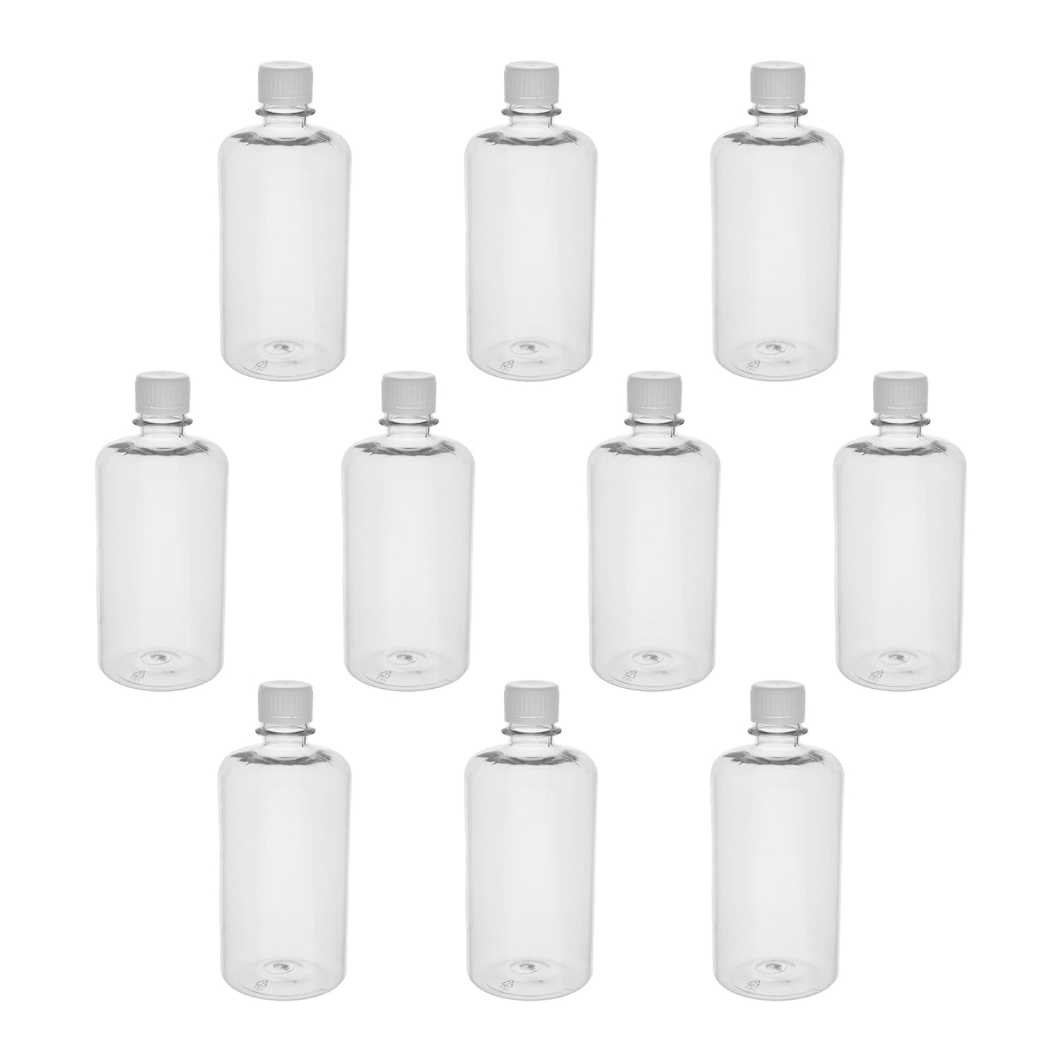 Aicosineg 10Pcs 500ml Plastic Container Lab Chemical Reagent Bottles 16.91oz Small Mouth Storage Bottles Plastic Sample Liquid Storage Containers Sealing Bottles with White Cap for Food Stores Clear