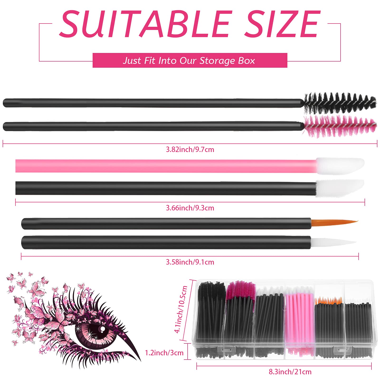 263 Pcs Makeup Applicators Tools Kit, 50 Disposable Eyeliner Brushes 112 Mascara Wands Eyelash Brush 100 Lipstick Applicators Lip Wands with Plastic Box Gifts for Women