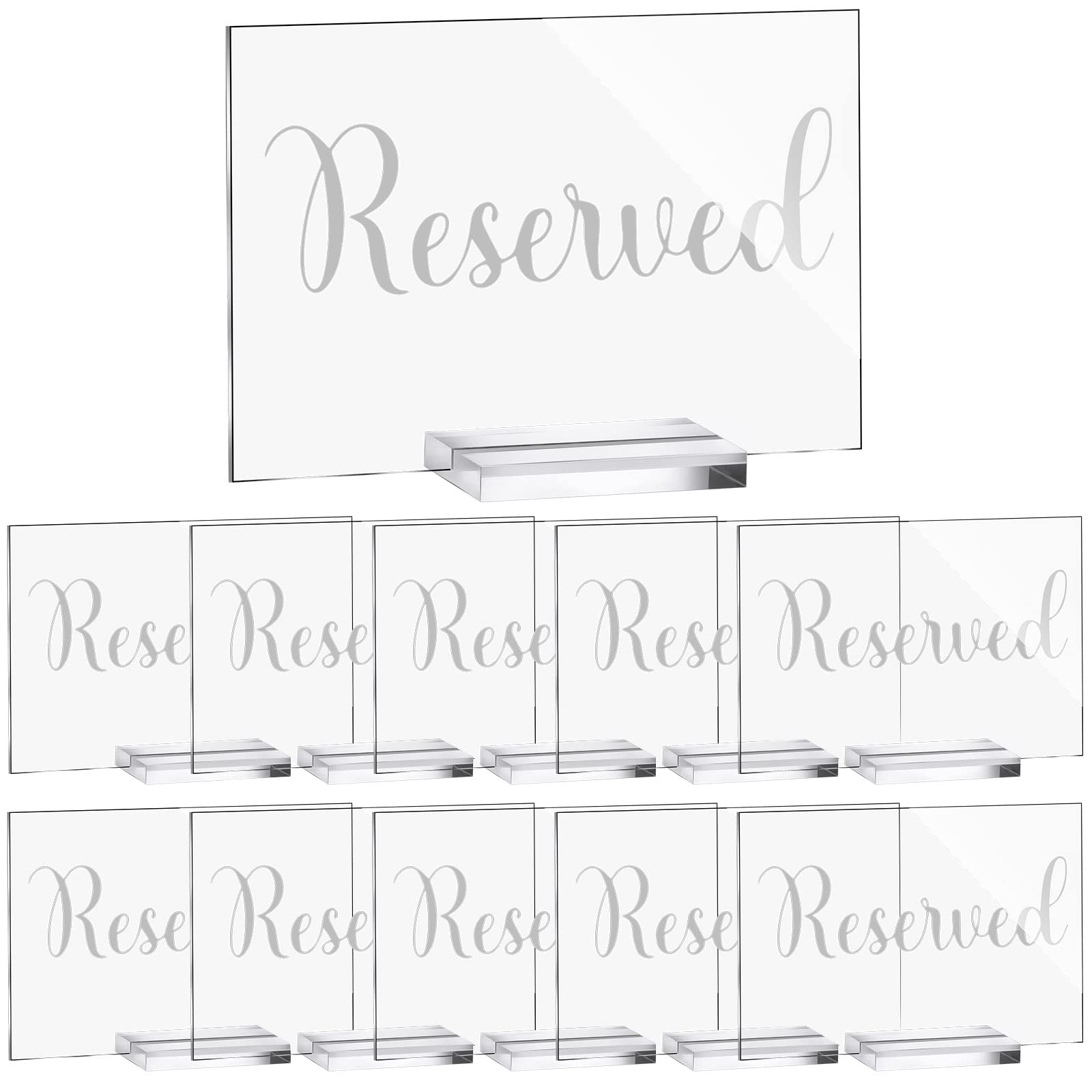 10 Sets Reserved Table Signs Clear Acrylic Wedding Signs Freestanding Reserved Signs with Holder Reserved Table Tent Sign for Seating Reception Restaurant Wedding Birthday Ceremony Decor Reservation