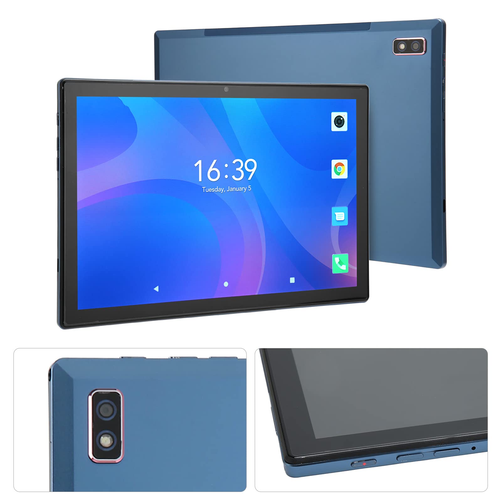 10.1 Inch Tablet, US Plug 100-240V Tablet PC 8MP Front 16MP Rear 1920x1200 Resolution for Android 12.0 for Learning (Blue)